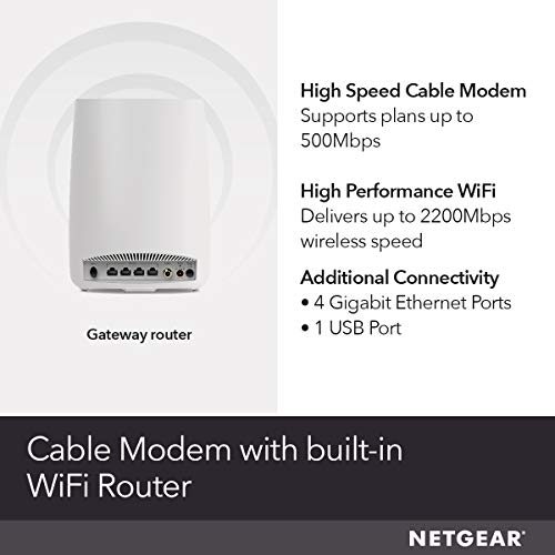 NETGEAR Orbi All-in-One Cable Modem + Whole Home Mesh-Ready WiFi Router ...