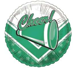 Amazon.com: "Cheer!" Green Megaphone Mylar Balloon Green & White ...