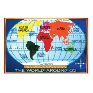 Amazon.com : Kids World Map Rug 5'3" x 7'6" : Nursery Rugs : Baby