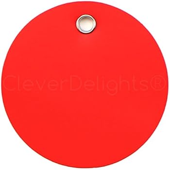 Amazon.com : 50 Pack - CleverDelights Red Plastic Tags - 3" Round ...