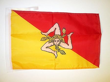 AZ FLAG Sicily Flag 18'' x 12'' cords - Italy - Sicilian SMALL flags 30 ...