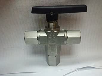 Parker 4F-B6XJ-SSP Three-Way Ball Valve B Series 1/4 FNPT PTFE/SS ...