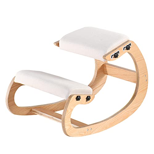 MallVitally Adjustable Kneeling Chair, Wooden Ergonomic Rocking Chair ...