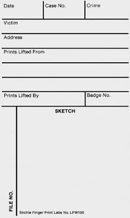 Amazon.com: Sirchie Lifted Fingerprint Backing Card, 3" Width x 5 ...