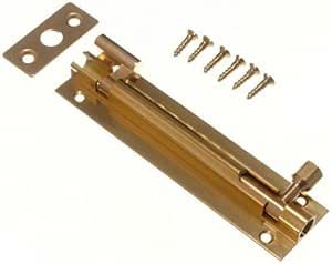 Door Barrel Slide Bolt Cranked Offset 100Mm 4 Inch Brass + Screws ...