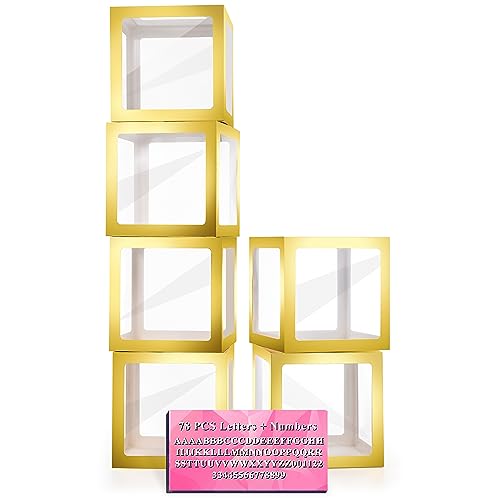 Baby Boxes with Letters, 6 Transparent Balloon Boxes with 78 Letters ...