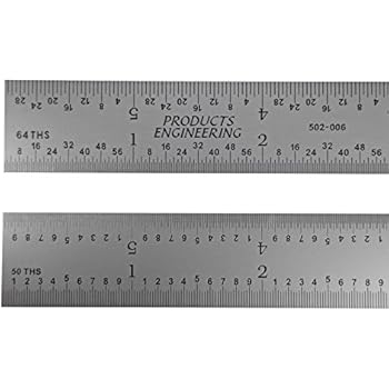 PEC Tools 162-006 6" 16R USA Rigid Steel Rule, reads 32nds, 64ths ...