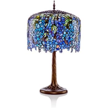 Blue Wisteria Tiffany Style Table Lamp with Tree Trunk Base - - Amazon.com