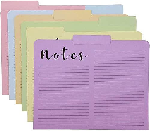 Lined File Folders, 1/3 Cut Tab Letter Size, Notes Section, 6 Colors ...