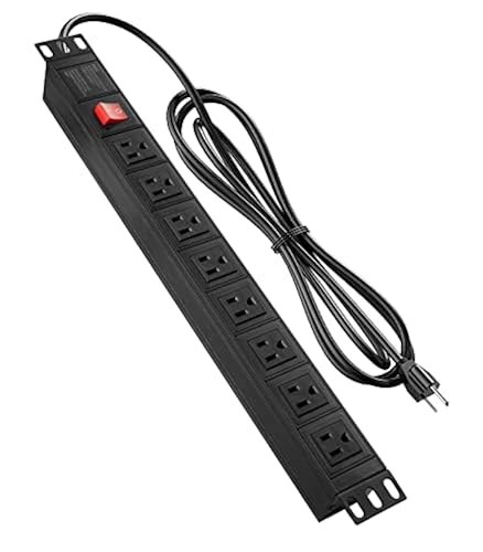 QBA Rack Mount Power Strip, Wide Spaced 8 Outlet Power Strip Surge ...