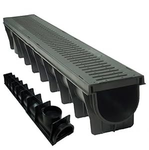 6 x Drain Channel Deep Drainage Plastic PVC Heavy Duty for Water Rain ...