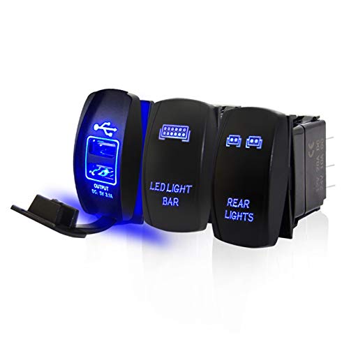 D-Lumina Blue Rocker Switchs 3Pcs Include Rear Lights & LED Light bar ...