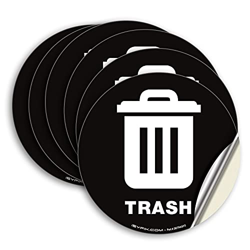 iSYFIX Trash Can Stickers Signs - 6 Pack 5 inch – Premium Self-Adhesive ...
