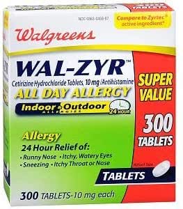 Amazon.com: Walgreens Wal-Zyr All Day Allergy Tablets - 300 Count ...