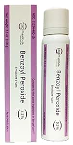 Amazon.com : Benzoyl Peroxide Emollient Foam 5.3% Acne Medication, 100g ...