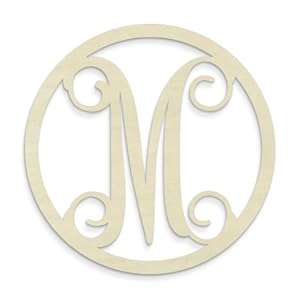 Amazon.com: UNFINISHEDWOODCO Single Letter Circle Monogram-M, 19-Inch ...