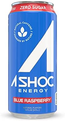 A SHOC Performance Energy Drink, Blue Raspberry, Zero Sugar, 16 Ounce ...