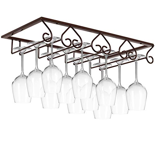 MOCOUM Wine Glasses Rack Under Cabinet Stemware Rack, Wine Glass Hanger ...