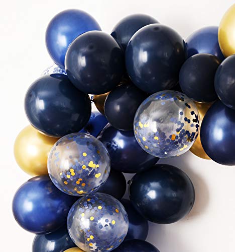 Navy Blue Balloon Garland Kit, 60PCS 12Inch Balloon Garland Including Navy Blue Chrome Gold ...