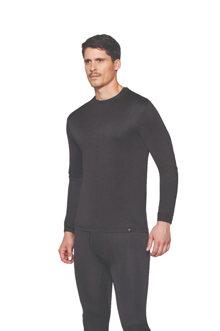 Terramar Men's Thermasilk Filament Crew (Black, Small)