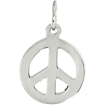 Amazon.com: Sterling Silver Small Peace Sign Pendant, with 18 inch Thin ...