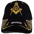 Black and Gold Mason Masonic Freemason Feather Eggs Style Cap 3D ...