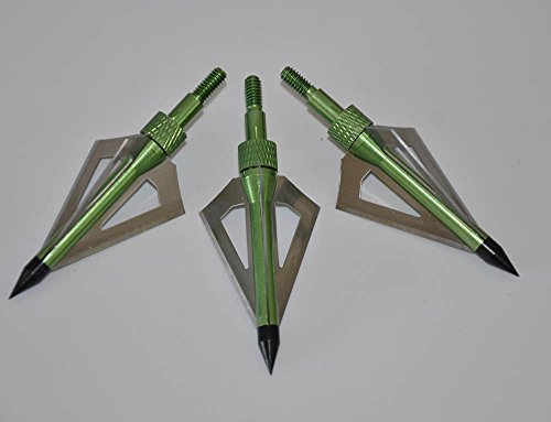 Huntingdoor 12 Pack Green 3 Razor Sharp Fixed Blade Arrow Head 100 ...