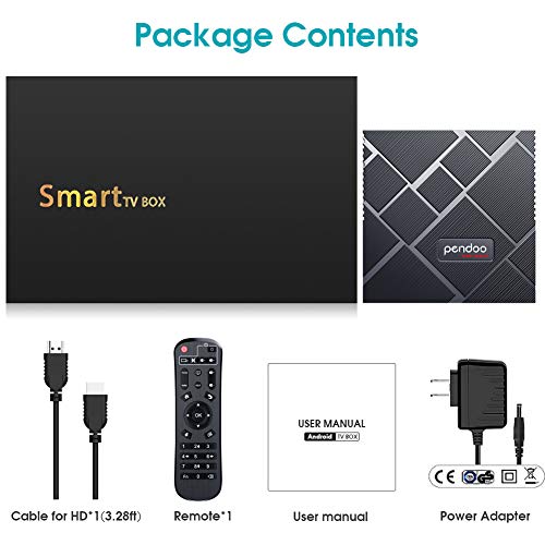 pendoo Android 9.0 TV Box 4GB RAM 64GB ROM, X10 MAX Android TV Box ...