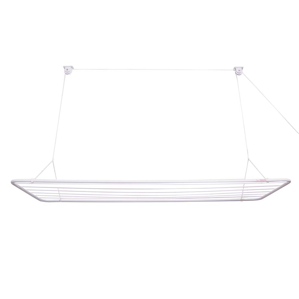 Ceiling Mounted Laundry Hoist Eric 100x50cm, Ceiling Airer in White PVC ...