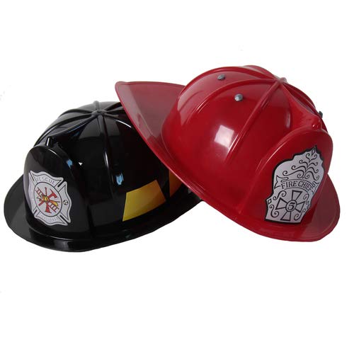 Buy Making Believe Kids Red and Black Rigid Plastic Fireman Helmet 2 ...