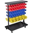 Amazon.com: Mobile Double-Sided Floor Rack 36 x 12 x 45 with 74 Bins ...