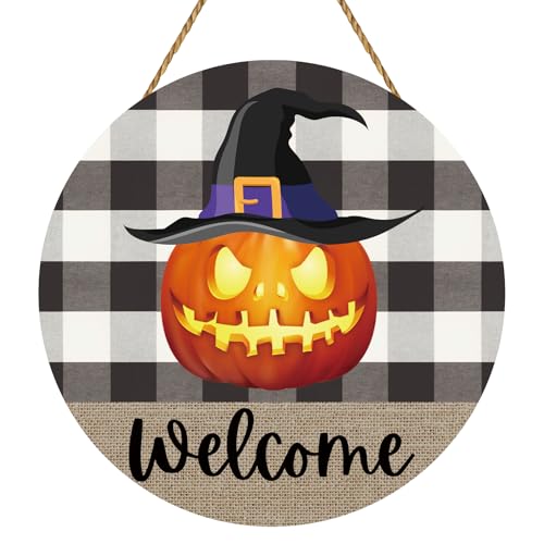 Halloween Door Decorations Halloween Welcome Sign Door Hanger Buffalo ...