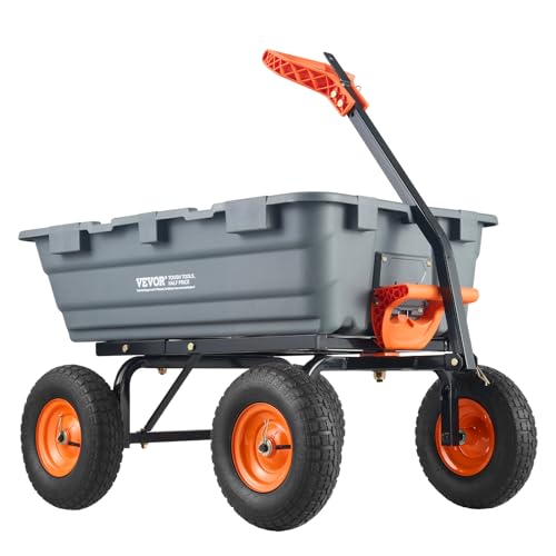 VEVOR 1200lbs 7Cu.Ft. Garden Dump Cart with 2-in-1 Convertible Handle ...