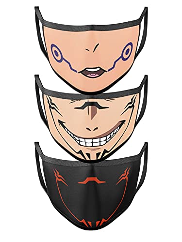 Jujutsu Kaisen Anime Sukuna Cursed Speech Sukuna Tattoo Face Mask (Pack ...
