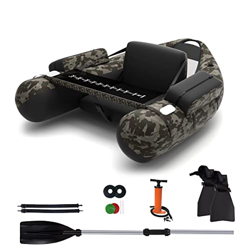 GYMAX Fishing Float Tube, 350lbs Inflatable Fishing Boat with Paddle ...