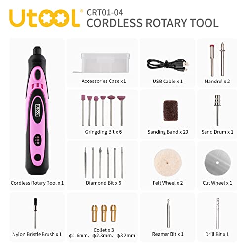 Utool Mini Cordless Rotary Tool Kit 4V with 42 Accessories, USB ...