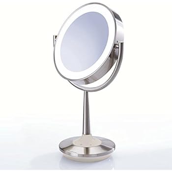 Amazon.com : Brookstone 10X/1X Natural-Light Tabletop Makeup Mirror ...