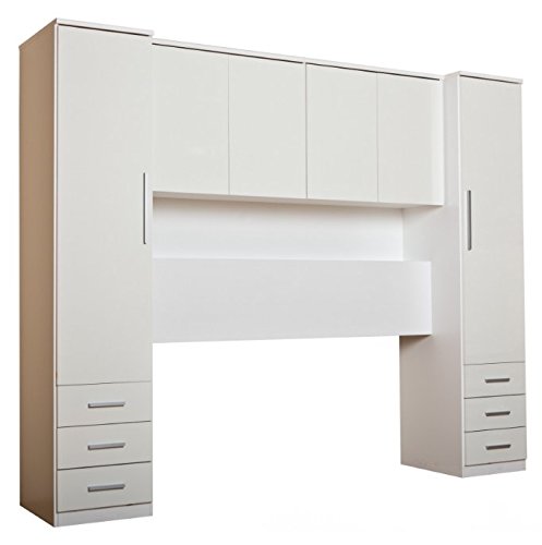 White Gloss Overhead Bedroom Unit - Includes 2 Cupboards, 2 Single Door ...