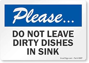 "Please Do Not Leave Dirty Dishes In Sink" Pack Of 5 Labels By ...