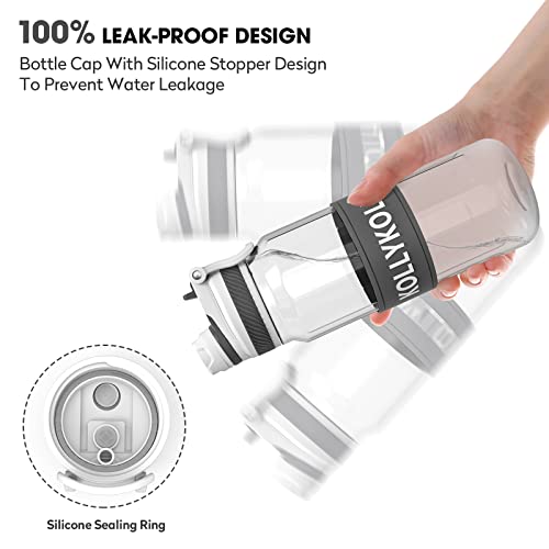 KollyKolla Botella Agua 1 Litro, Botella de Agua Deportiva con Pajita ...