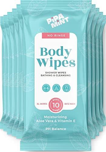Body Wipes (10 Packs) 100 XL Shower Wipes Body Wipes for Adults Bathing ...