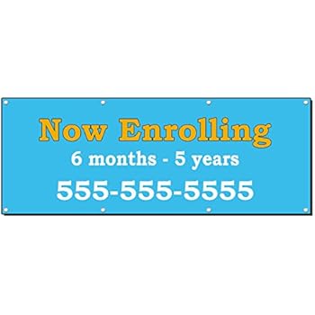 Amazon.com : Now Enrolling Day Care Child Care School Custom Banner ...