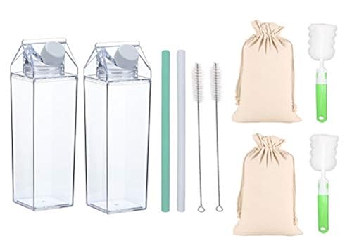 Clear Milk Carton Water Bottle, Aesthetic Water Bottles Square Milk ...