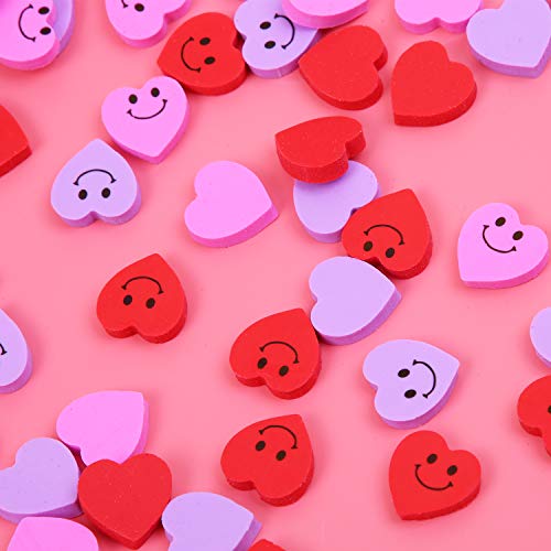 Ruisita 150 Pieces Mini Smile Face Erasers Heart Shaped Rubber ...