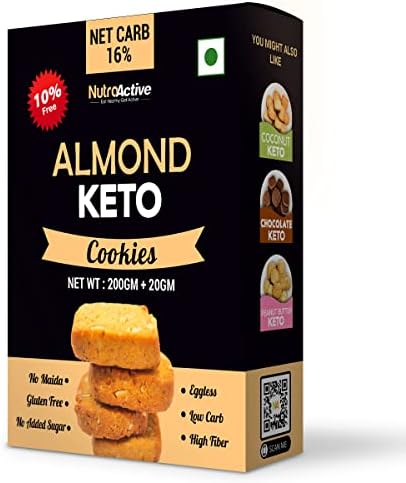NutroActive Low GI and Trans Fat-Free Keto Almond Cookies, 1g Net Carb ...