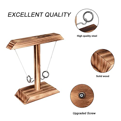 Ring Toss Game for Adults – Table Top Hook and Ring Toss Game with Shot Ladder Wooden Hook Game ...