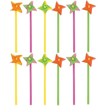 Amazon.com: U.S. Toy Plastic Pinwheels, Assorted Colors (Lot of 12 ...