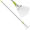 Adjustable Garden Leaf Rake 70 inch, Collapsible Metal Yard Rake for ...