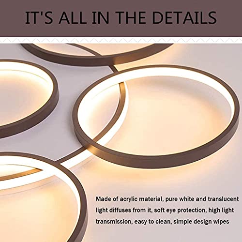LED Ceiling Light Modern 7-Ring Living Room Ceiling Lamp Brown Round ...