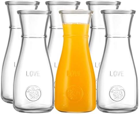 Small Personal Glass Carafe, 350ml – 6 Pack – Single Serve Elegant Wine ...
